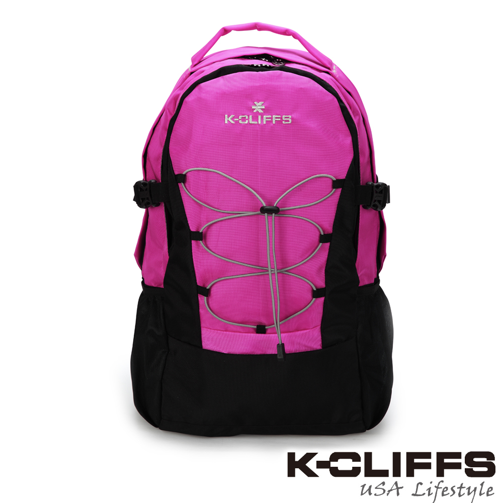 美國K-CLIFFS 雙向拉鍊簡約雙肩後背包(15吋)-黑|英橋嚴選